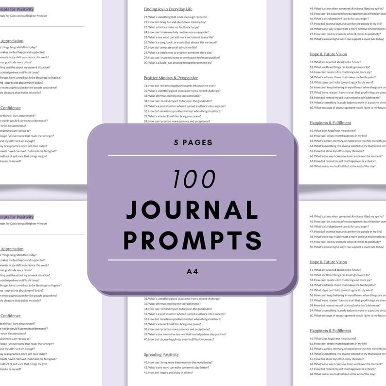 100 Journal Prompts for Positivity | Printable Writing Prompts for a ...