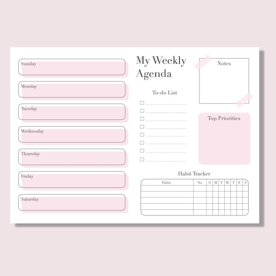 Digital Weekly Planner Digital Planner Weekly Planner - Etsy