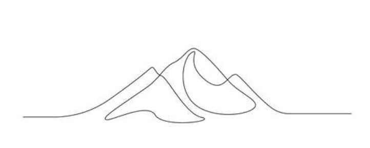 One Continuous Line Drawing of Mountain Range Landscape. Top View of ...