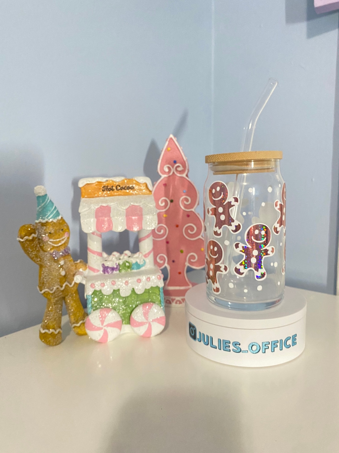 Gingerbread Man Glass Christmas Cup Pink Cup Pink Glass - Etsy