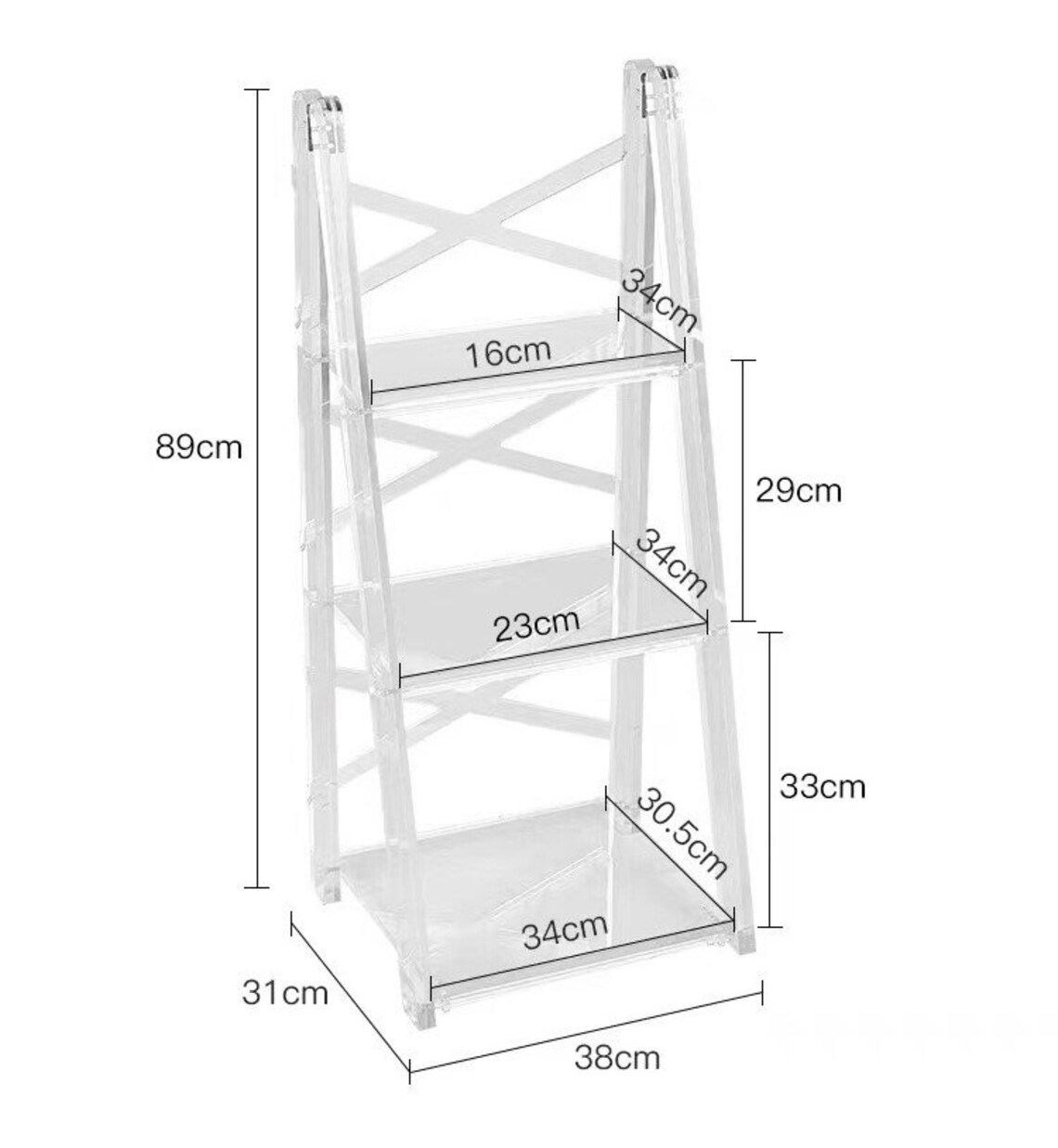 Acrylic Display Shelf, Foldable Display Shelf, Storage Ladder Shelf ...