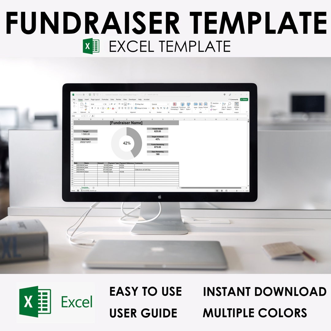 Excel Fundraiser Template, Fundraiser Template, Fundraiser, Fundraiser ...
