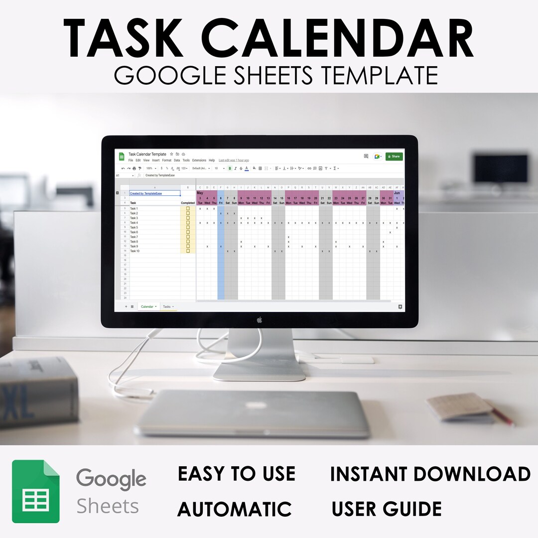 Task Calendar Template, Google Sheets Calendar Template, Task Calendar ...