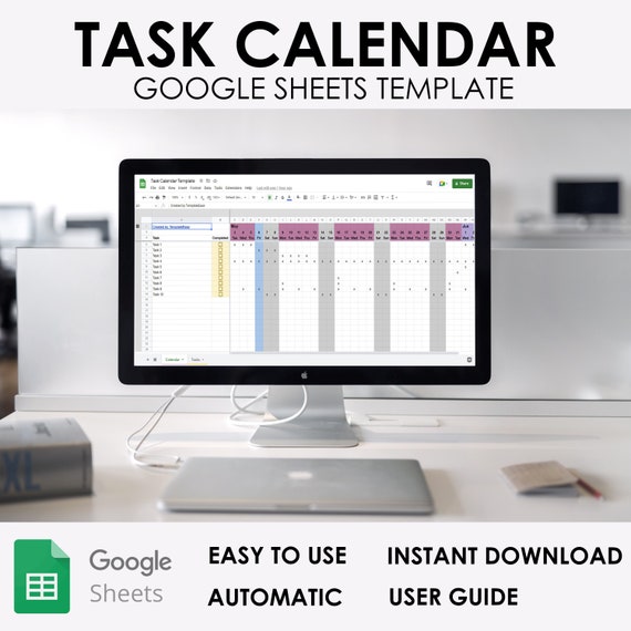 Task Calendar Template Google Sheets Calendar Template Task - Etsy