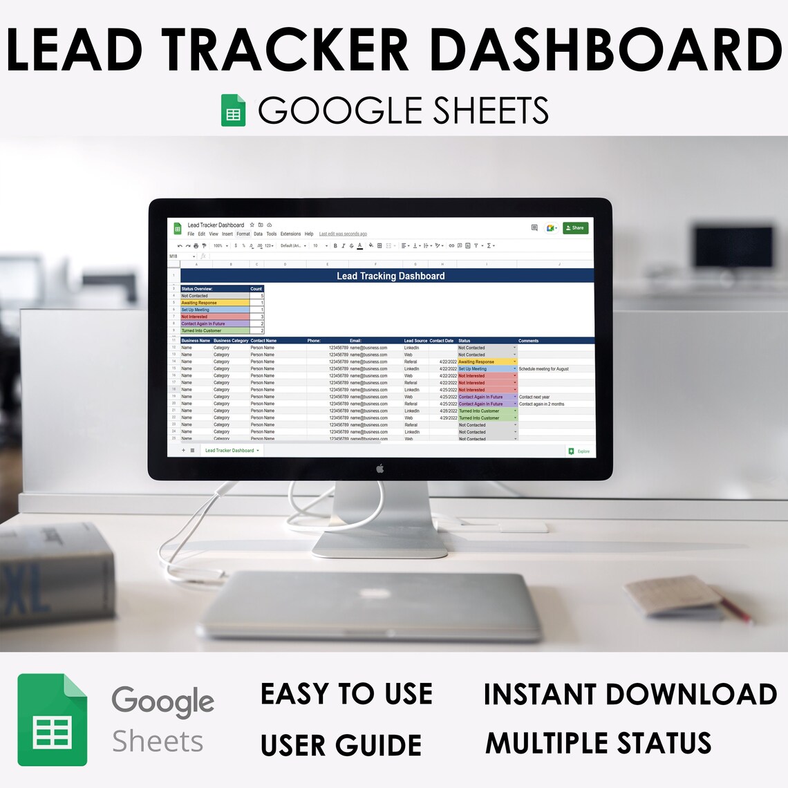 Lead Tracker Dashboard, Lead Management Tool, Lead Tracker Template ...