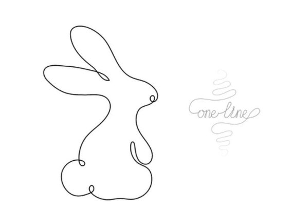 Single Line Drawing. Continuous One Line Art. Rabbit Animal. | Etsy