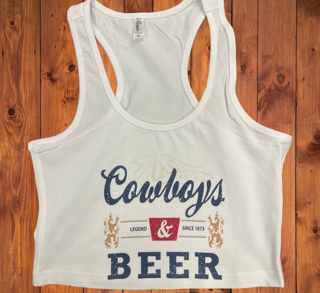 Cowboys and Beer White Western Cropped Ladies Tank Top - Etsy