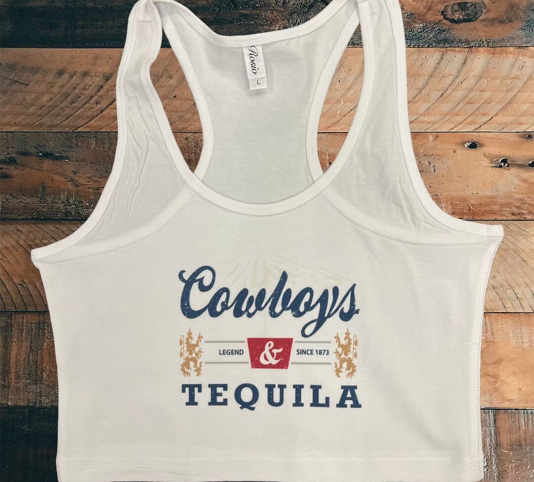 Cowboys and Tequila White Western Cropped Ladies Tank Top - Etsy