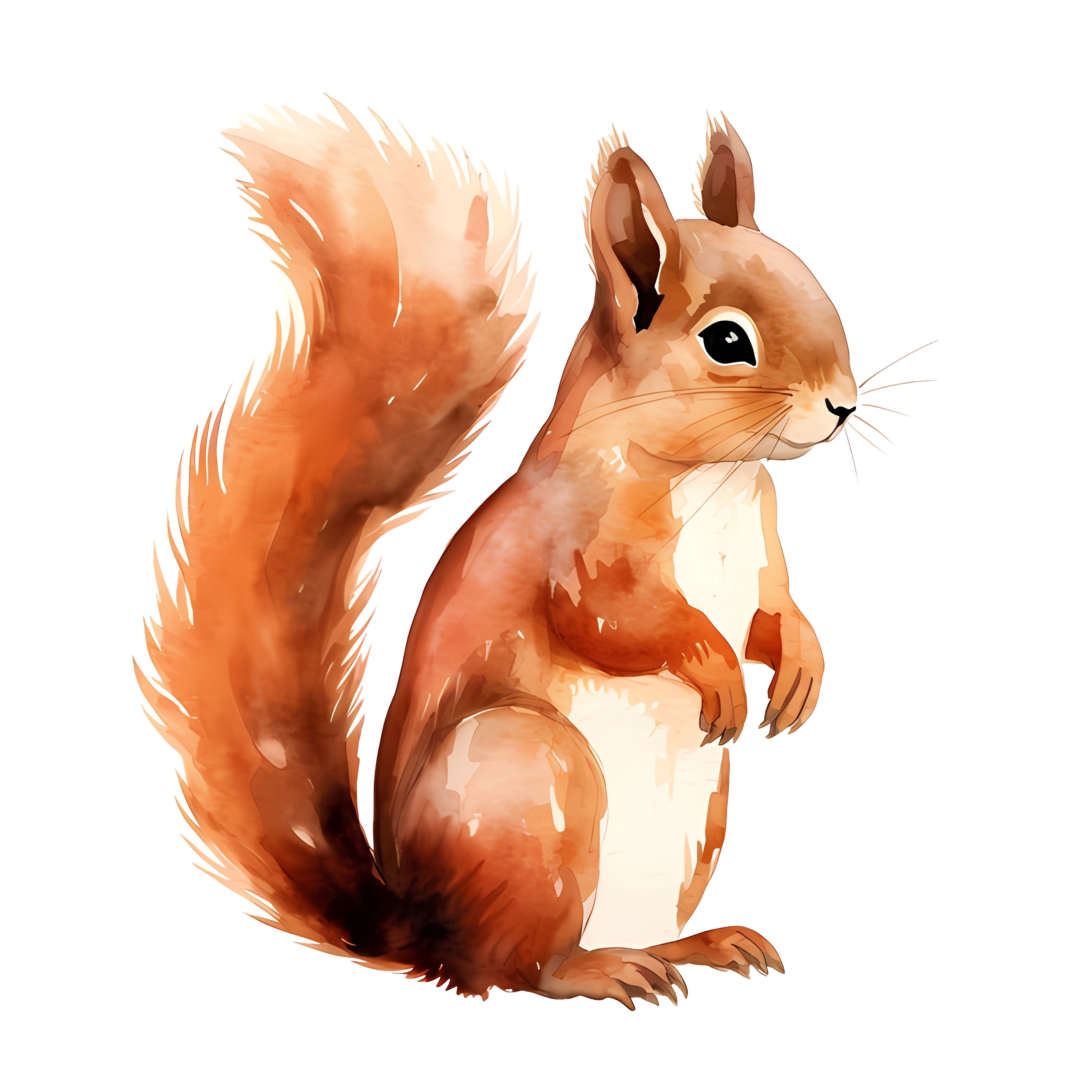 Printable Wall Art - Watercolour Red Squirrel - DIY Decor - Etsy