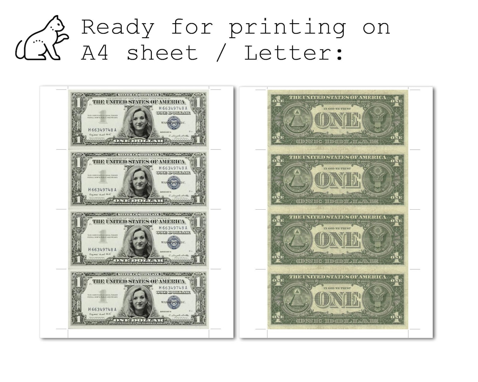 1000 Dollar Bill Custom Game Money Birthday Money Printable - Etsy