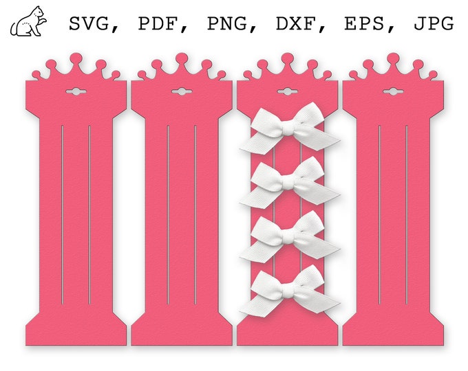 Hair Bow Display Card SVG Bundle, Hair Clip Display Card Cut Files for ...