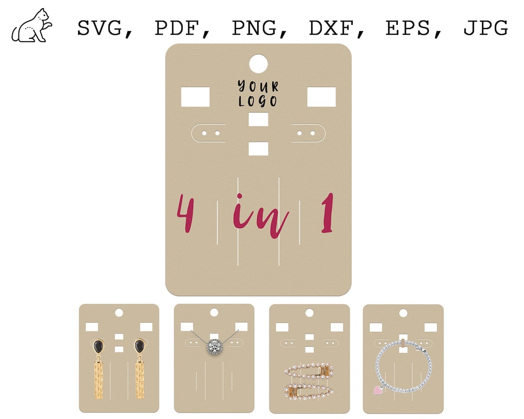 Jewelry Display Tag SVG Bracelet Display SVG Earring Card SVG Bow ...