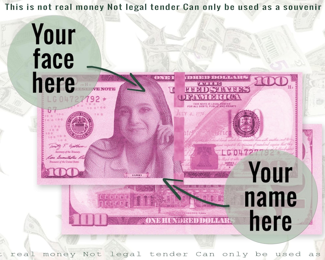 100 Dollar Bill Pink Custom Fake Money Bachelorette Money Personalized ...