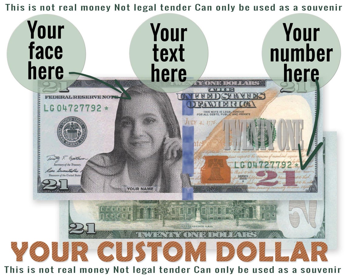 Custom Dollar Bill Personalized Dollar Digital Custom Fake - Etsy