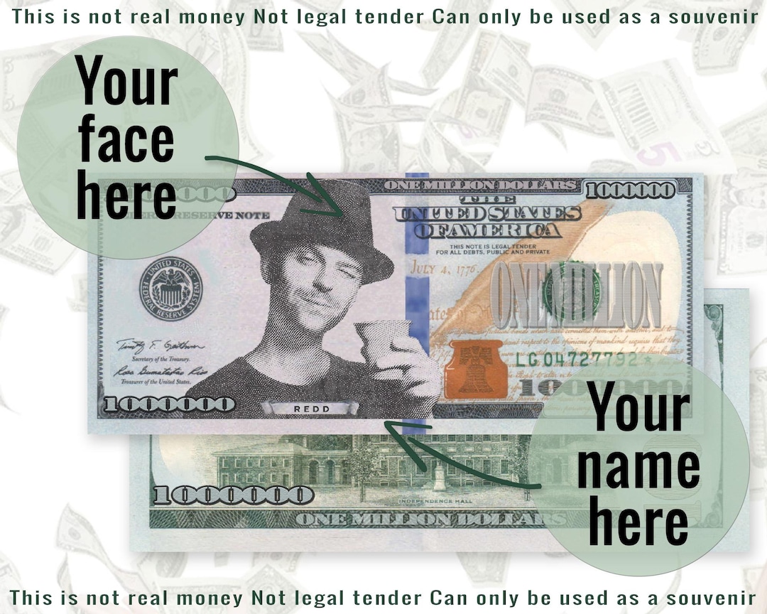 One Million Dollars Bill Custom Fake Money Your Face on Dollar Bill ...