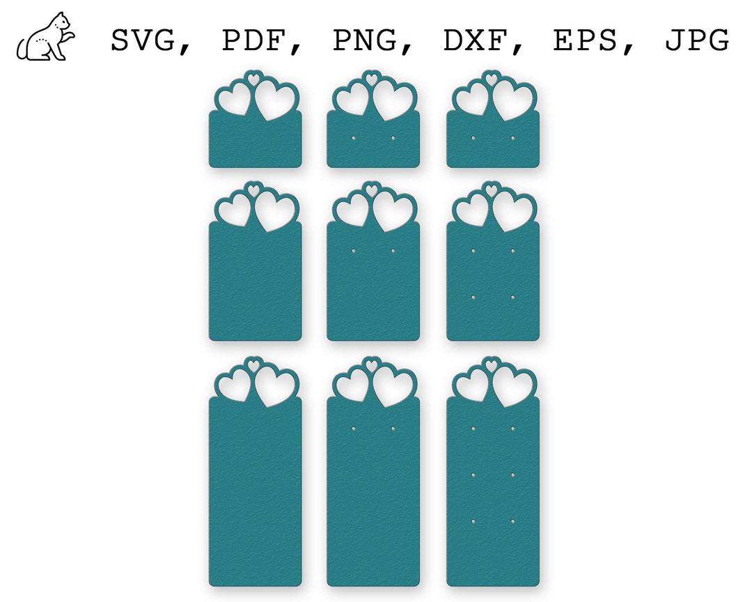 Bundle Display Card SVG Heart Earring Card SVG Jewelry Display Tag SVG ...