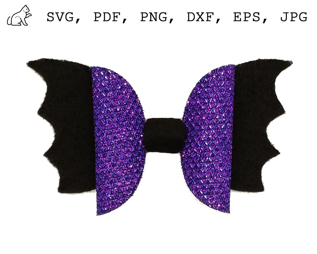 Halloween Bow SVG Two-layer Bow SVG Faux Leather Bow SVG Template Hair ...