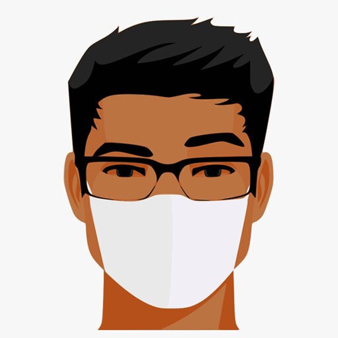 Brown Masked Man Vector Art, White Face Mask Man - Etsy