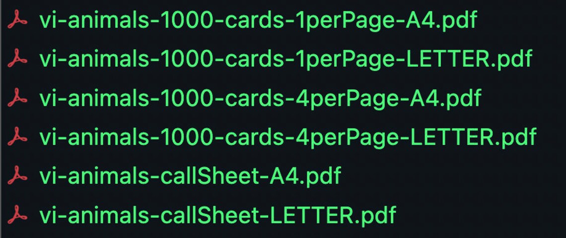 1000 Vietnamese Animal Bingo Language Learning Cards Tiếng Việt - A4 ...