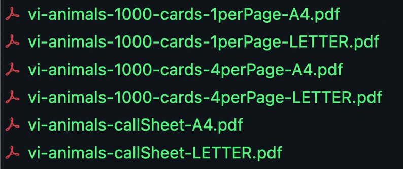 1000 Vietnamese Animal Bingo Language Learning Cards Tiếng Việt - A4 ...