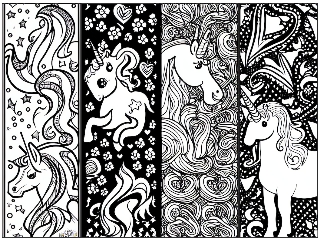 20 Unicorn Bookmarks Coloring Pages - Printable A4 and Letter Format ...