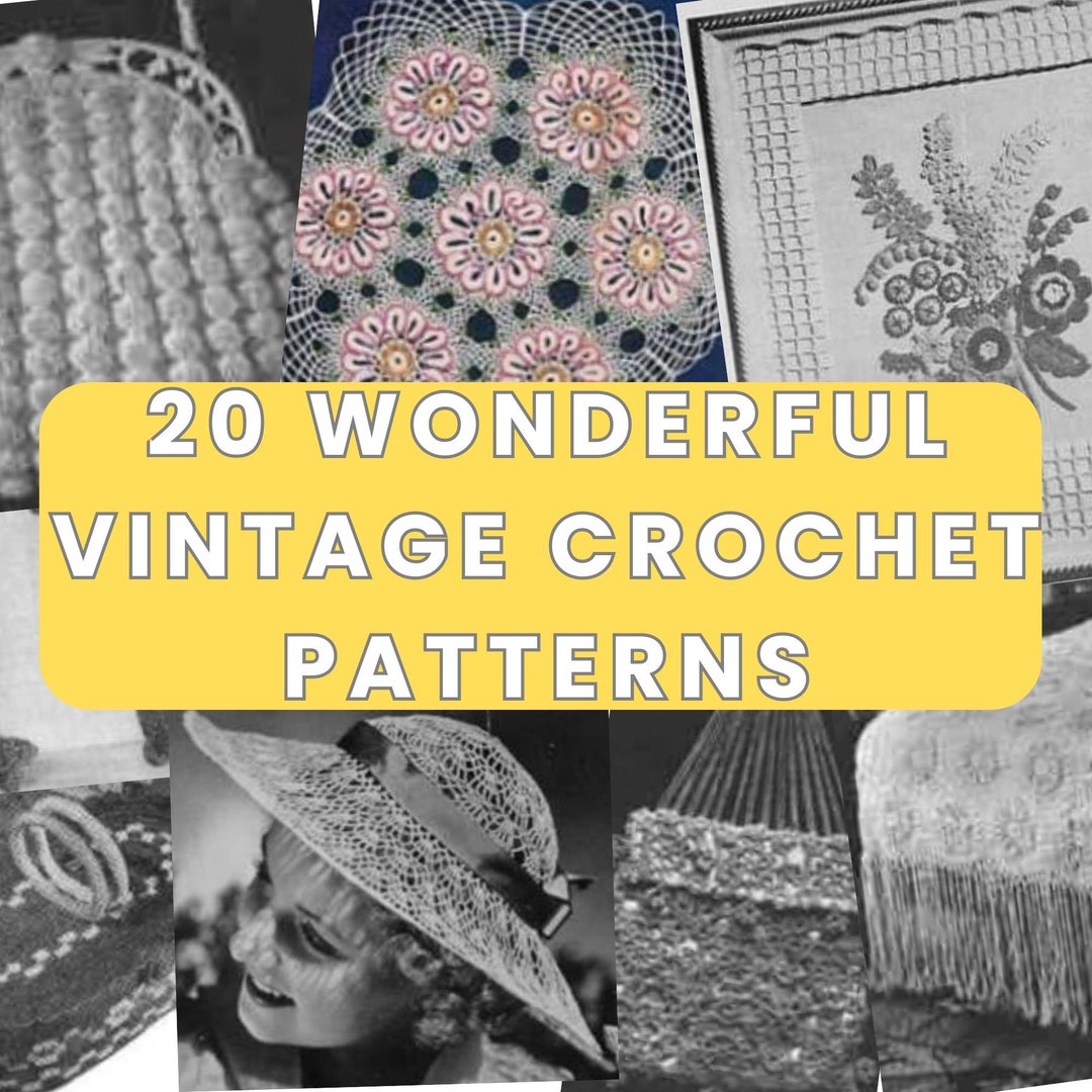 20 Vintage Crochet Patterns, Learn to Crochet, Guide Tutorial for ...