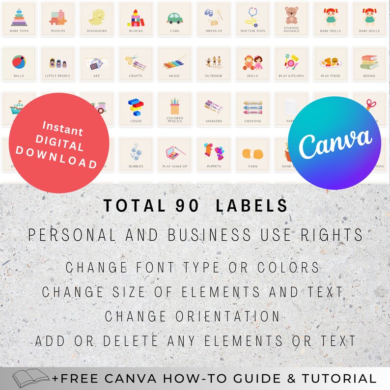 Toy Bin Labels Canva Editable Templates Printable Stickers Storage Box ...