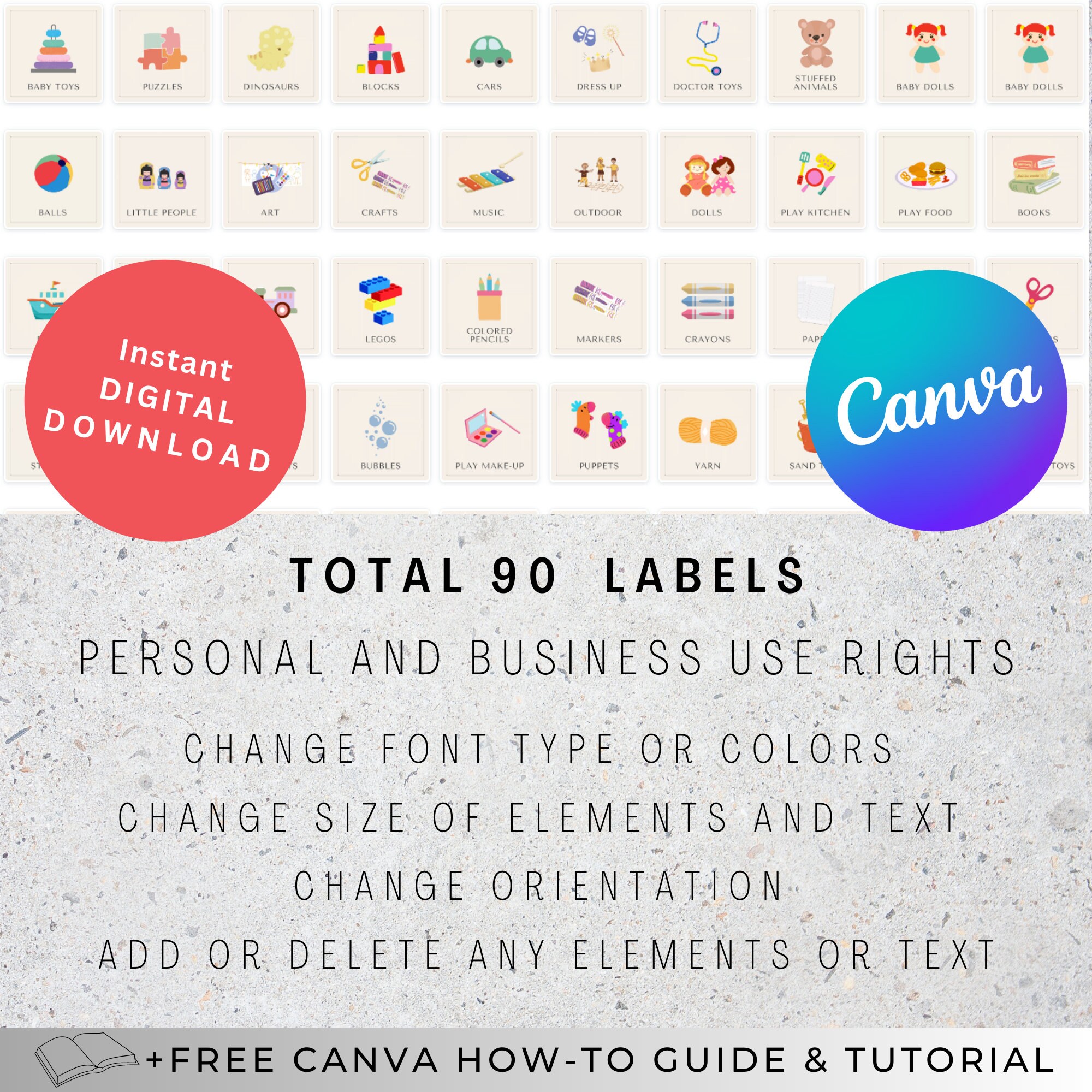 Toy Bin Labels Canva Editable Templates Printable Stickers Storage Box ...