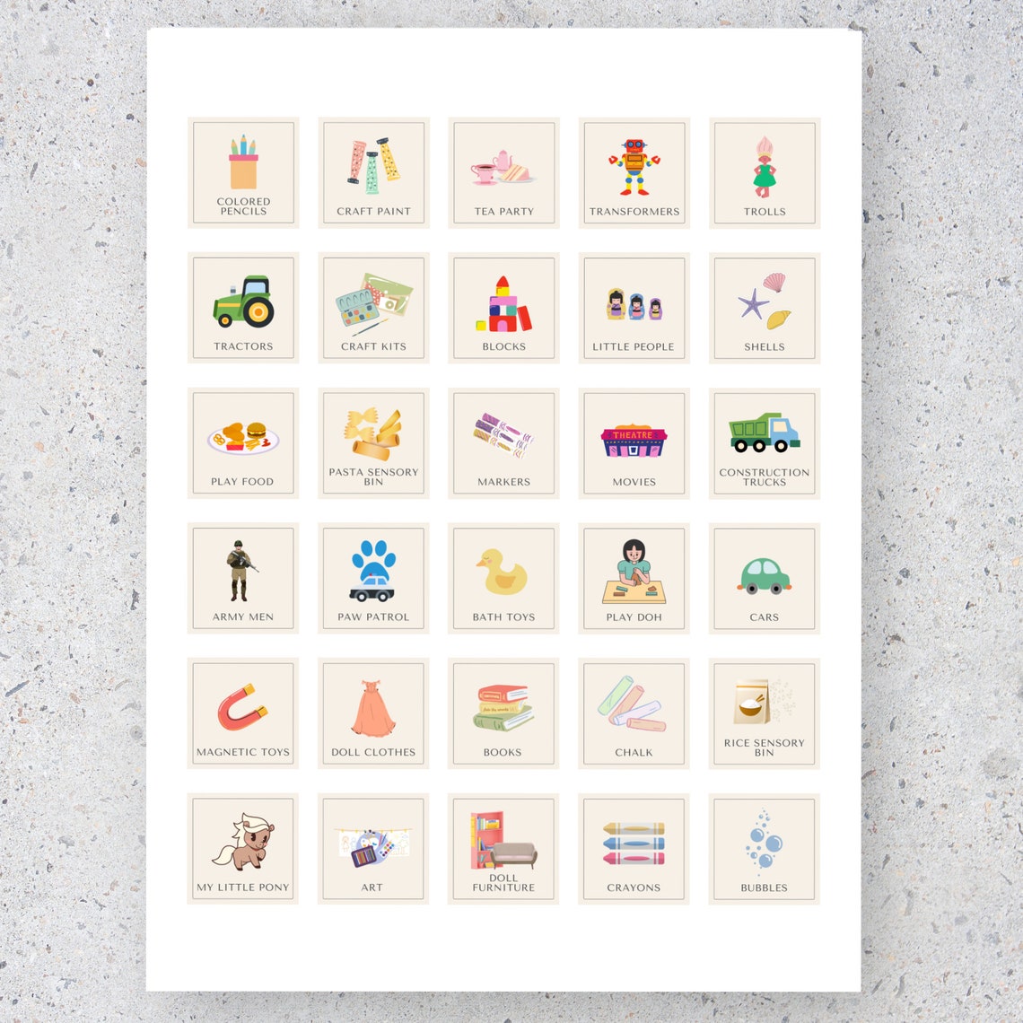 Toy Storage Bin Box Basket Visual Labels Editable Printable Template ...