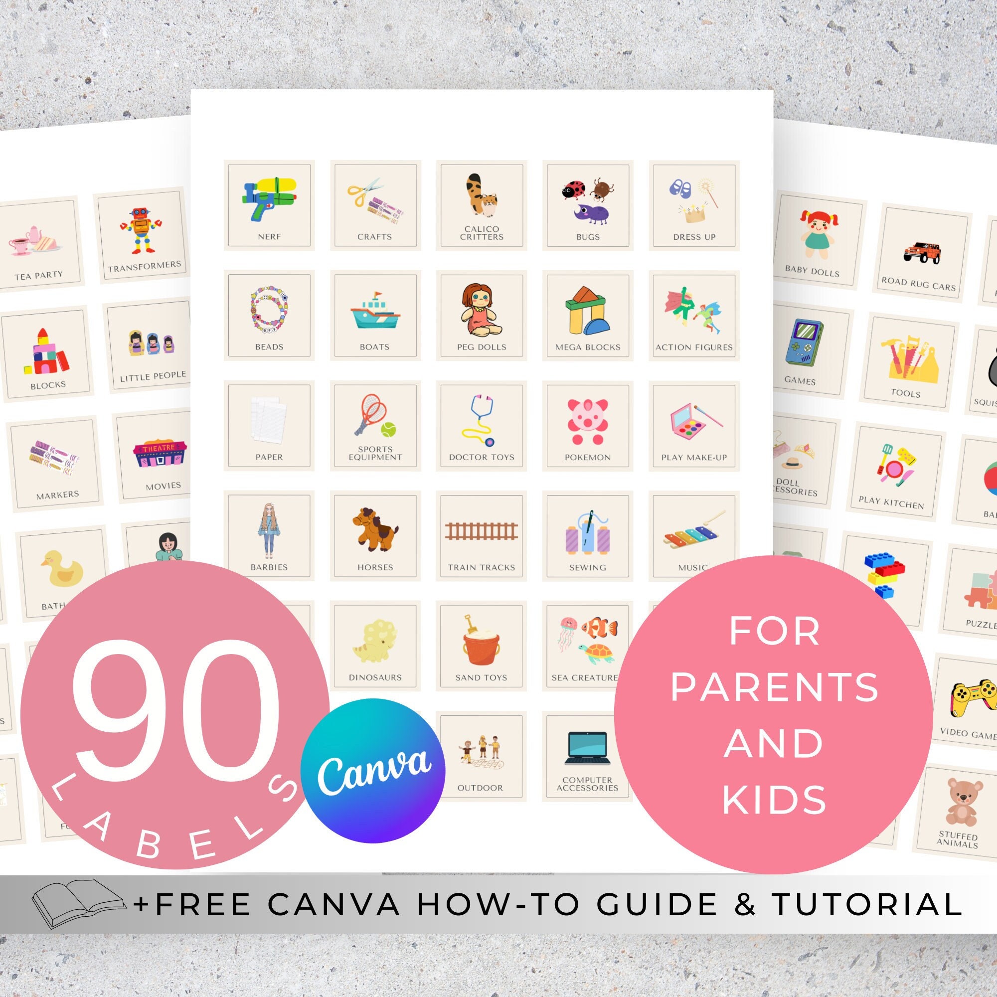 Toy Storage Bin Box Basket Visual Labels Canva Editable Printable ...