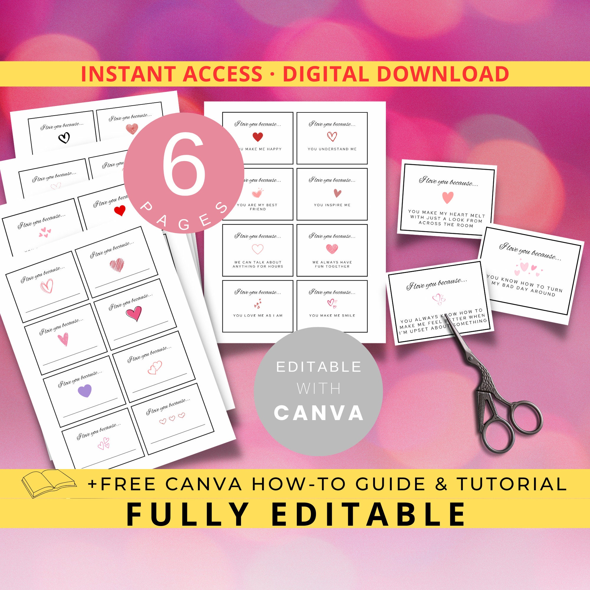 Why I Love You Book Cards Printable Editable, Reasons Love Notes ...