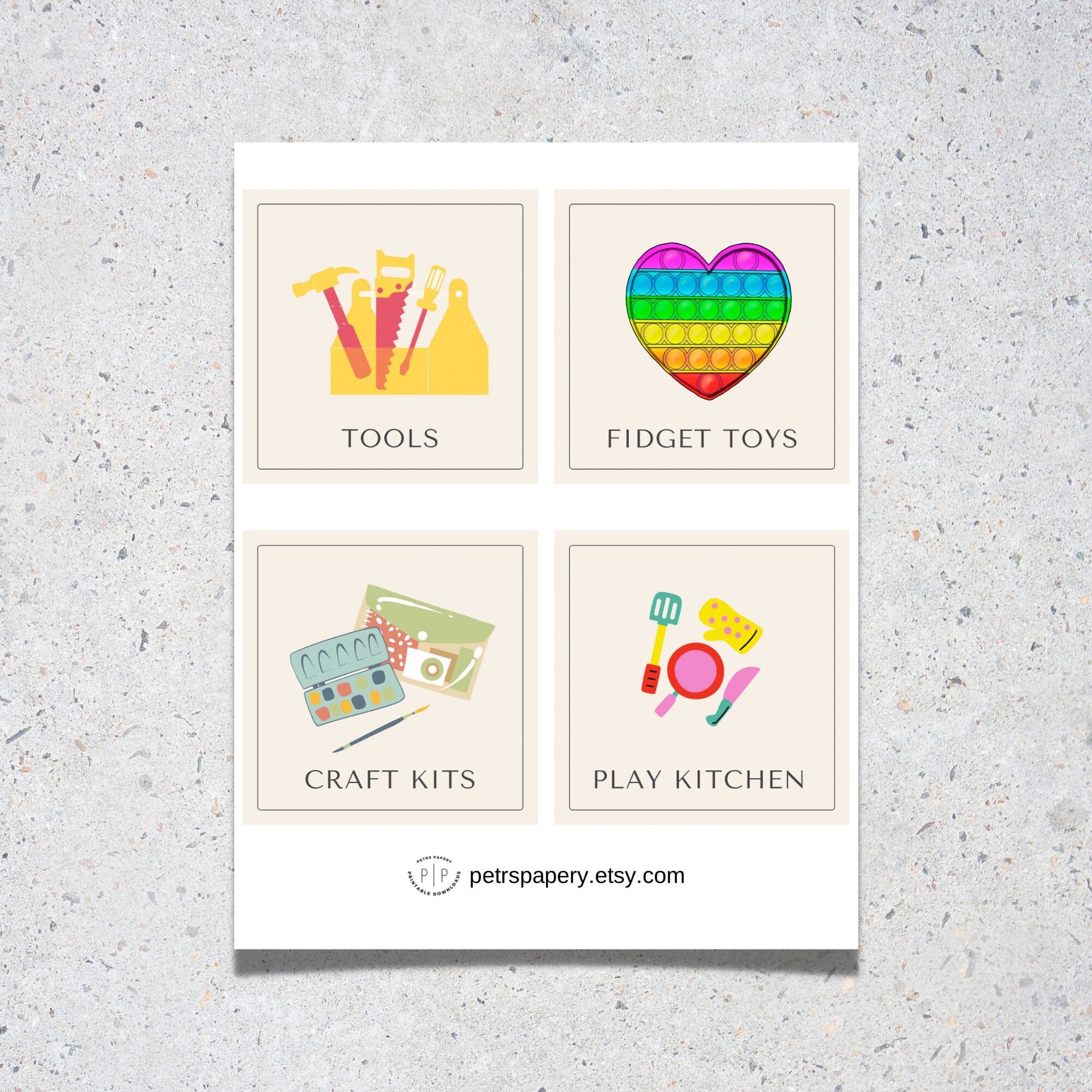 Toy Storage Bin Box Basket Visual Labels Printable Template Room ...