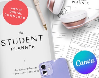 Student Planner Printable, Editable Canva Academic Planner Template ...