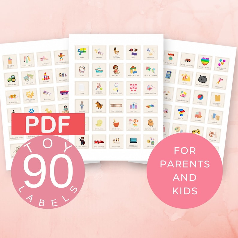 Toy Visual Labels PDF Printable Room Organization Montessori Stickers ...