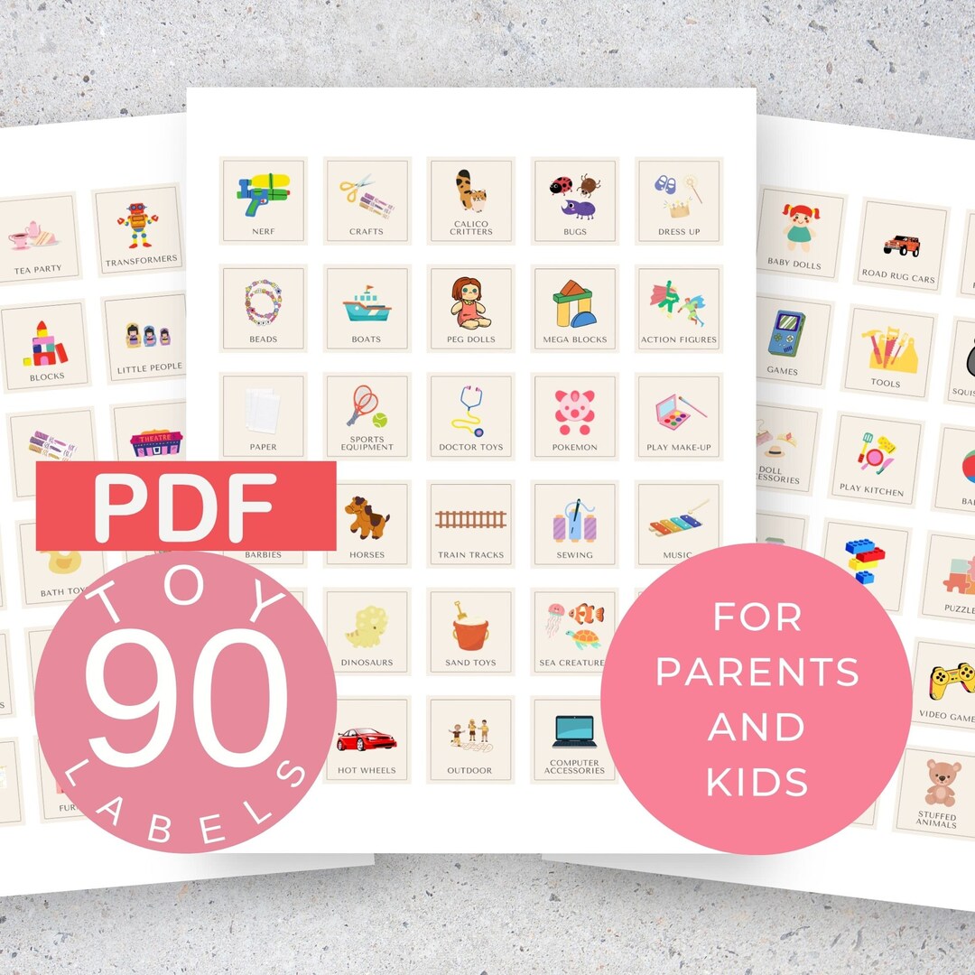 Toy Storage Bin Box Basket Visual Labels Printable Template Room ...