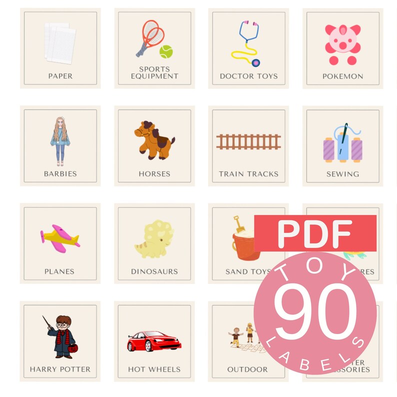 Toy Bin Labels Printable Visual Stickers Storage Box Basket - Etsy