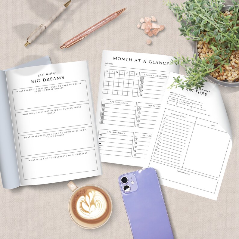 Editable University Planner Templates for Canva, College Student Study ...