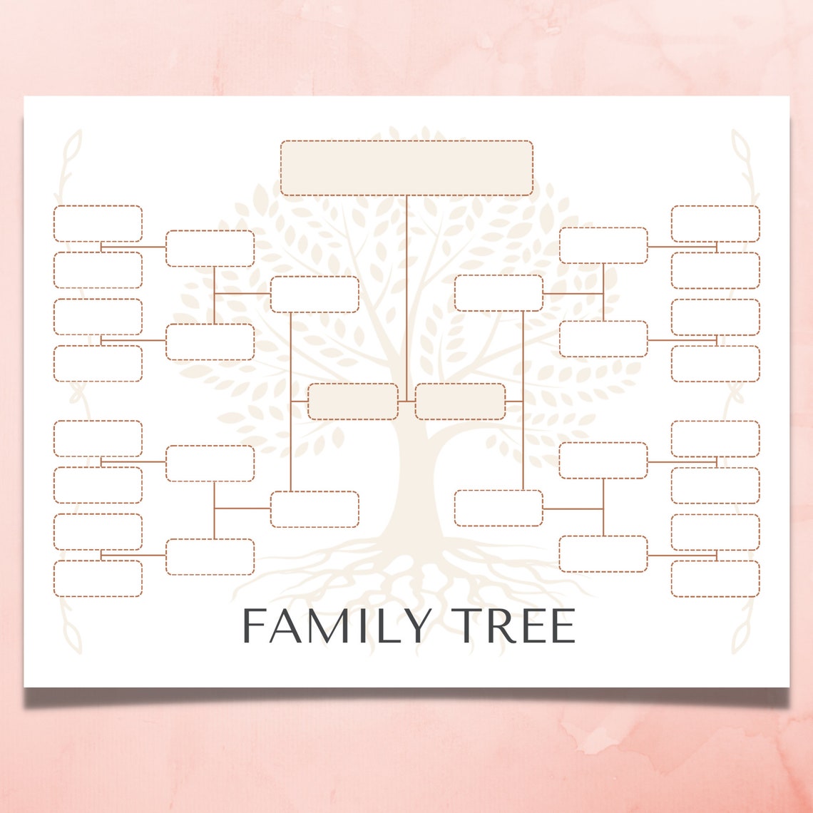 Family Tree Template, Digital Family Tree Printable, Direct Line Family ...