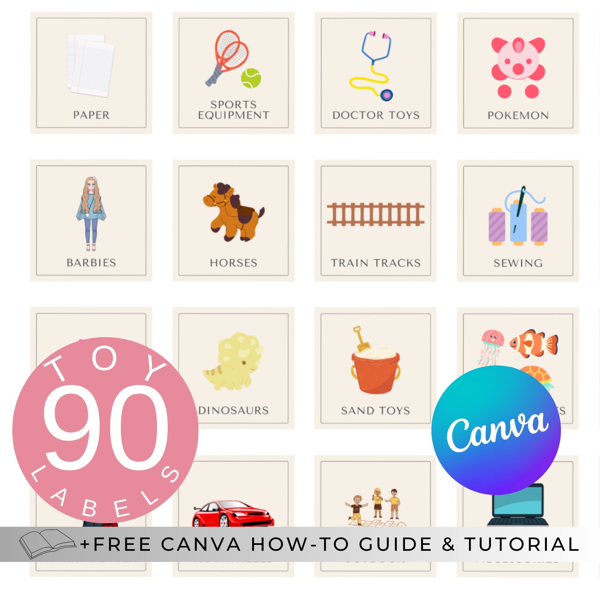 Toy Bin Labels Canva Editable Templates Printable Stickers Storage Box ...