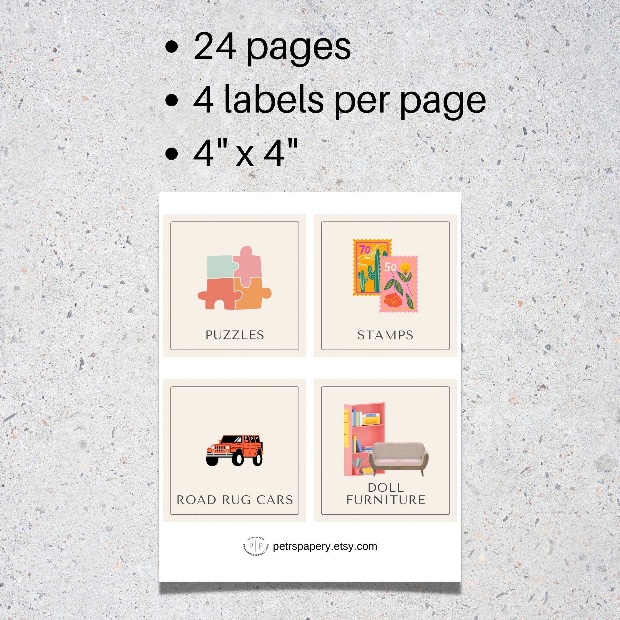 Toy Storage Bin Box Basket Visual Labels Printable Template Room ...