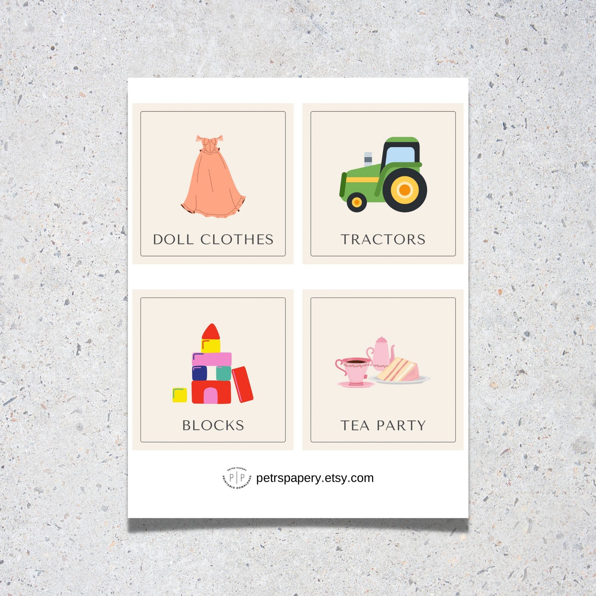 Toy Storage Bin Box Basket Visual Labels Printable Template Room ...