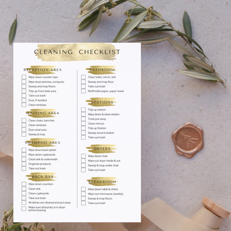 Salon Cleaning Checklist Printable Editable Digital Canva Template ...