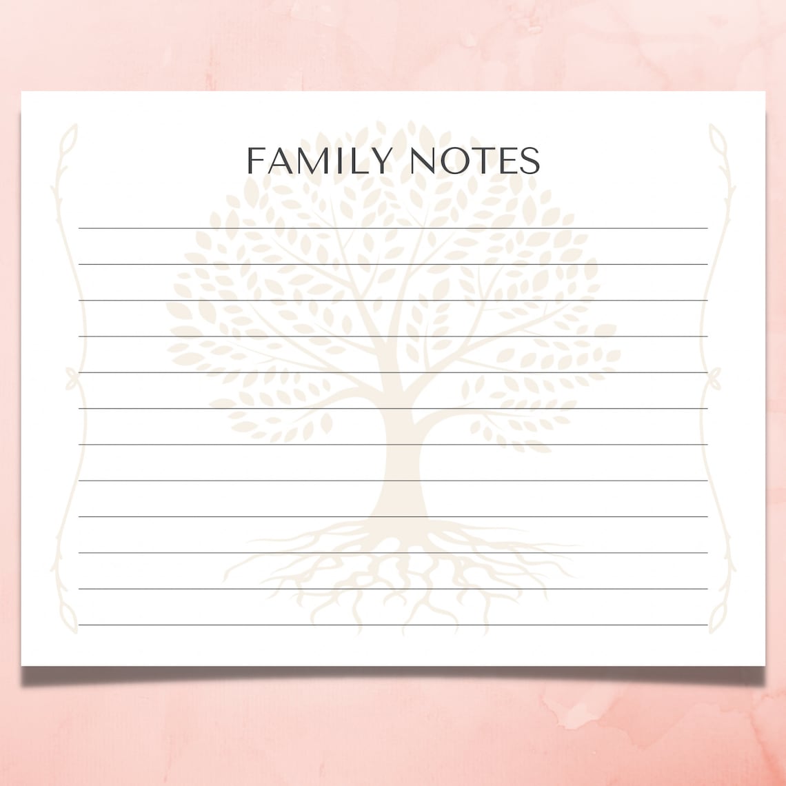 Family Tree Template Digital Family Notes Printable Direct - Etsy