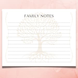 Family Tree Template, Digital Family Notes Printable, Direct Line ...