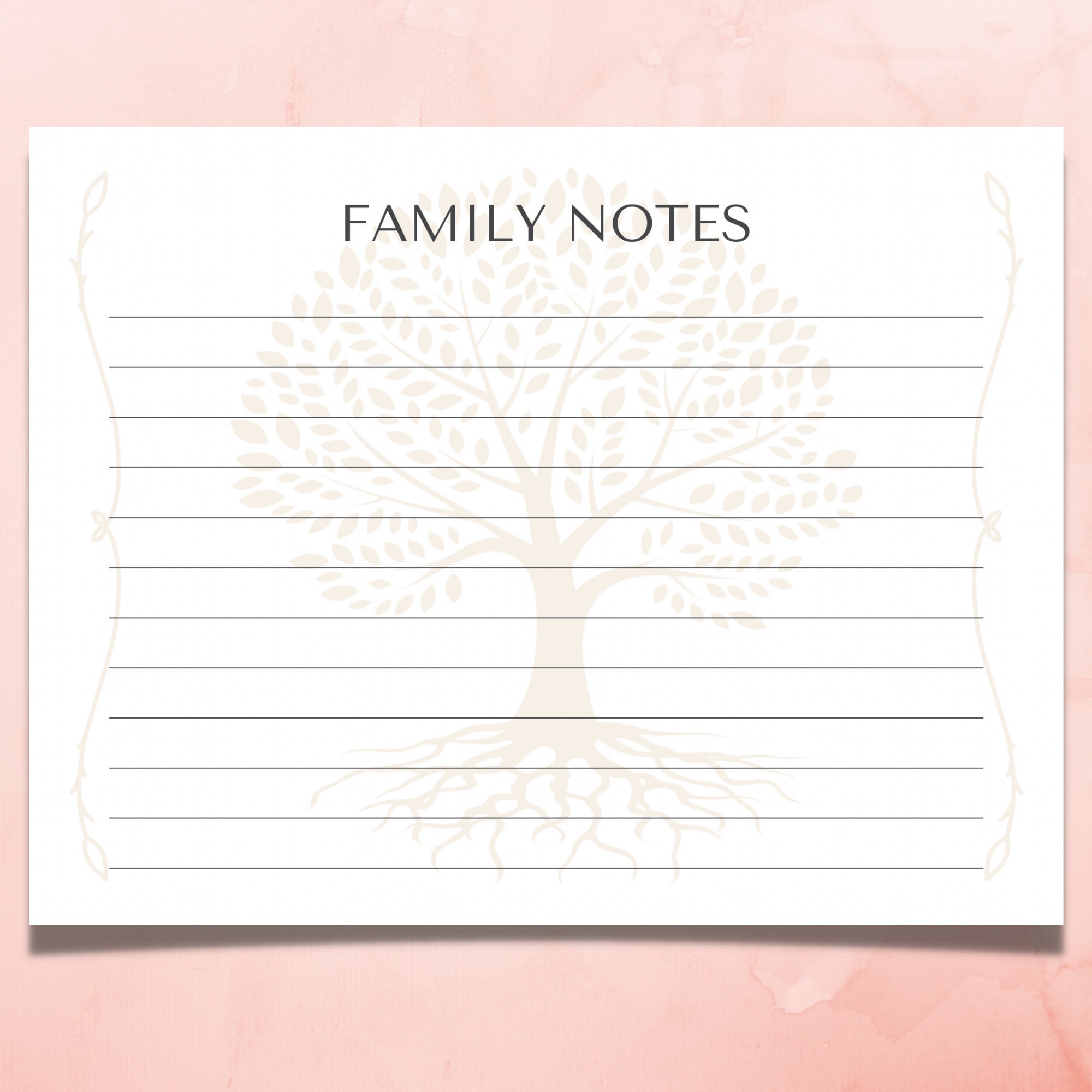 Family Tree Template, Digital Family Tree Printable, Direct Line Family ...