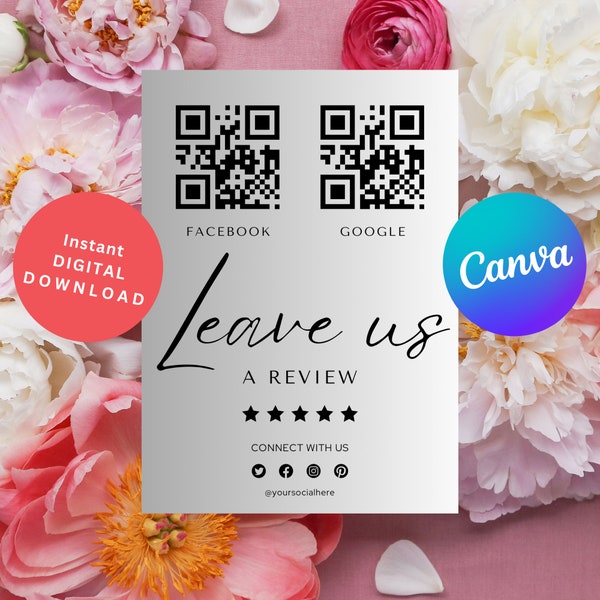 Sign Leave a Review Facebook and Google - Etsy