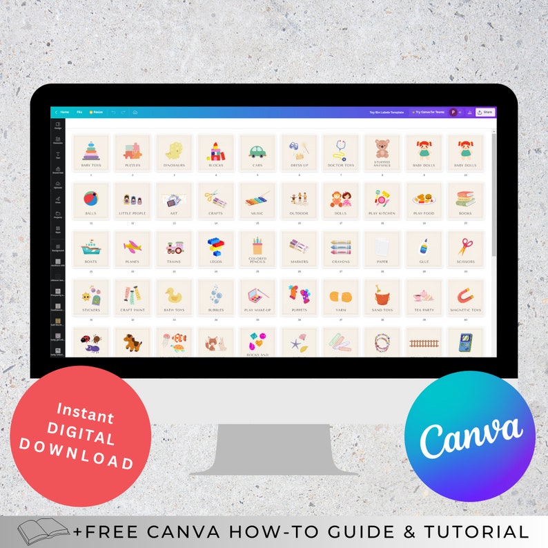 Toy Bin Labels Canva Editable Templates Printable Stickers Storage Box ...
