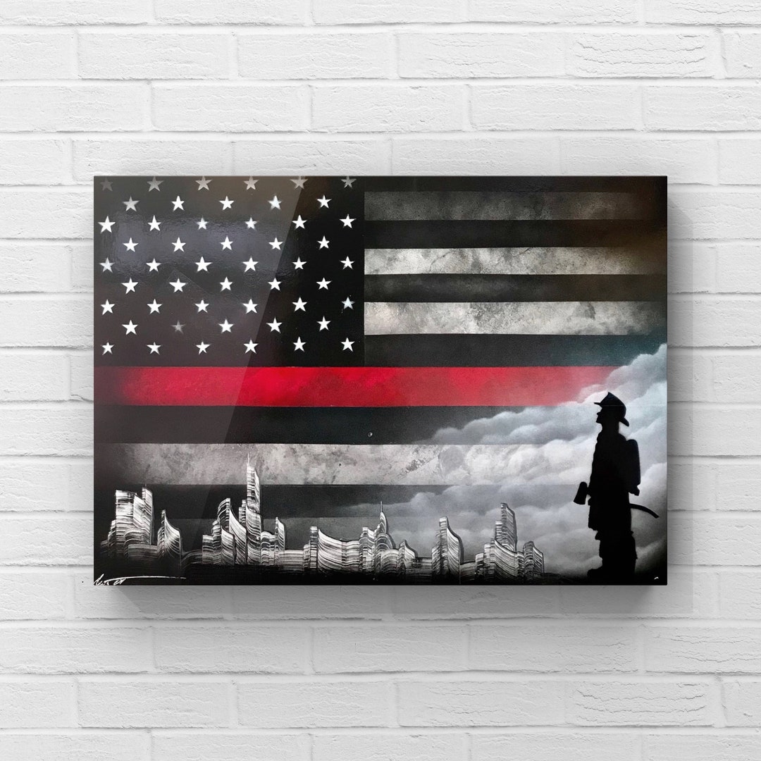 Firefighter Flag Spray Paint Art, Thin Red Line - Etsy