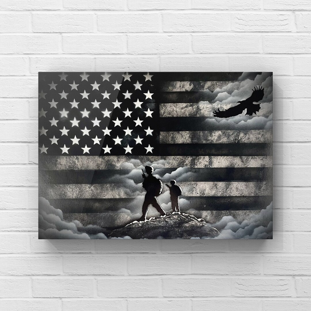 Spray Paint Art, Stand for the Flag Spray Painted Rustic Military Flag ...