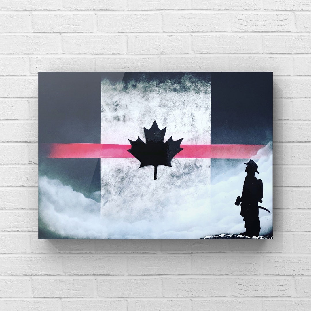 Honoring Canadian Firefighters, Thin Red Line Flag Spray Paint Art ...